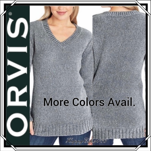 Orvis | Sweaters | Orvis Chenille Tunic Sweater Gray Marled Phantom ...